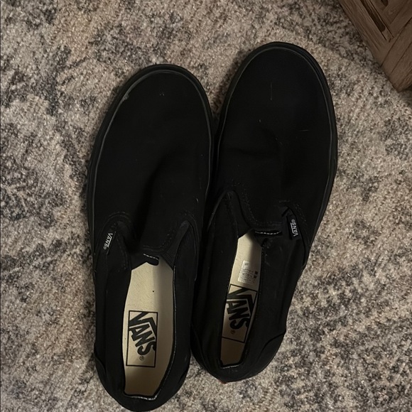 Vans | Shoes | Vans Black Slipon Sneakers With Canvas Upper And Waffle ...